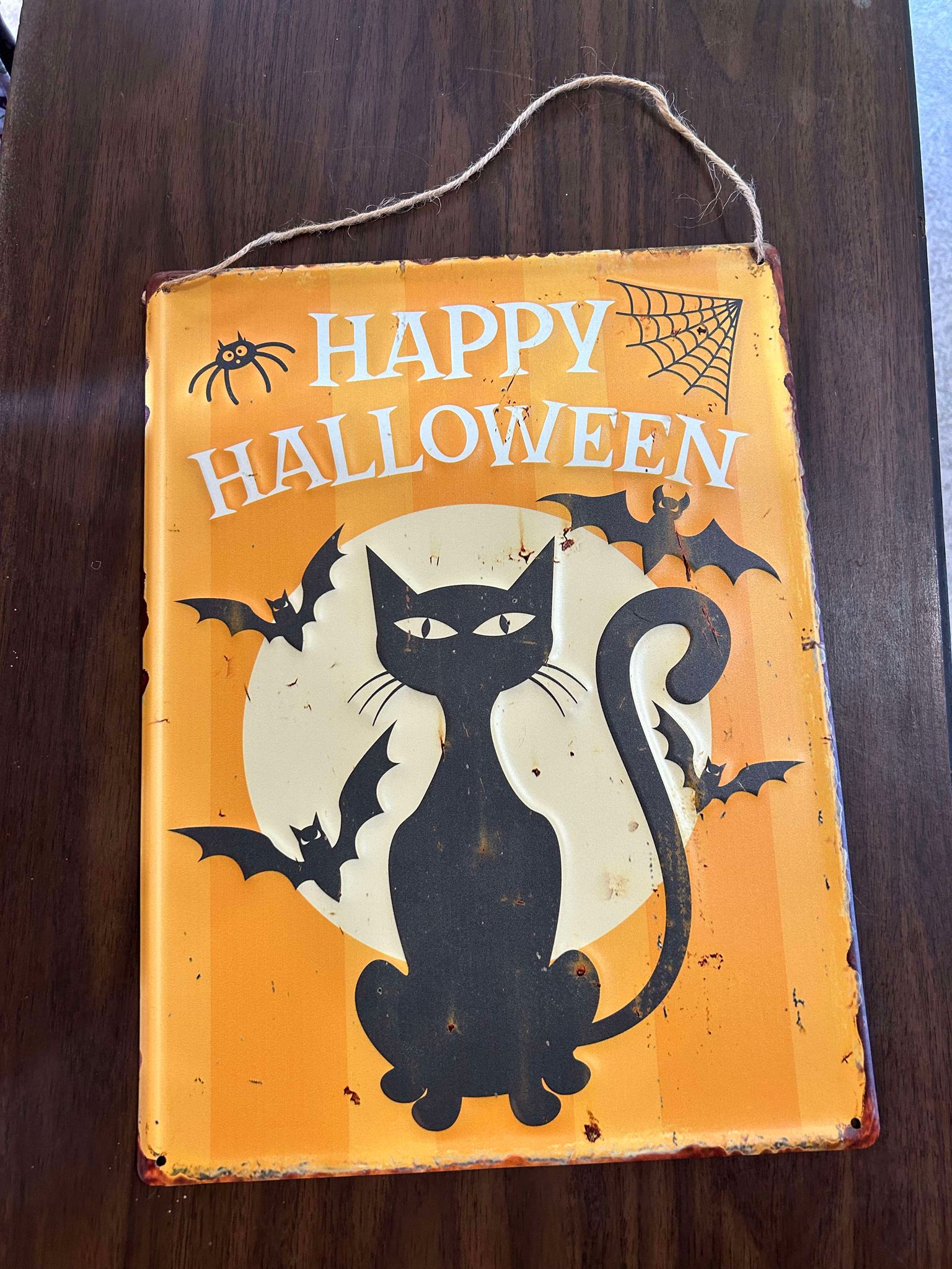 Vintage Halloween metal sign: Cat | The Treasure Barn LLC